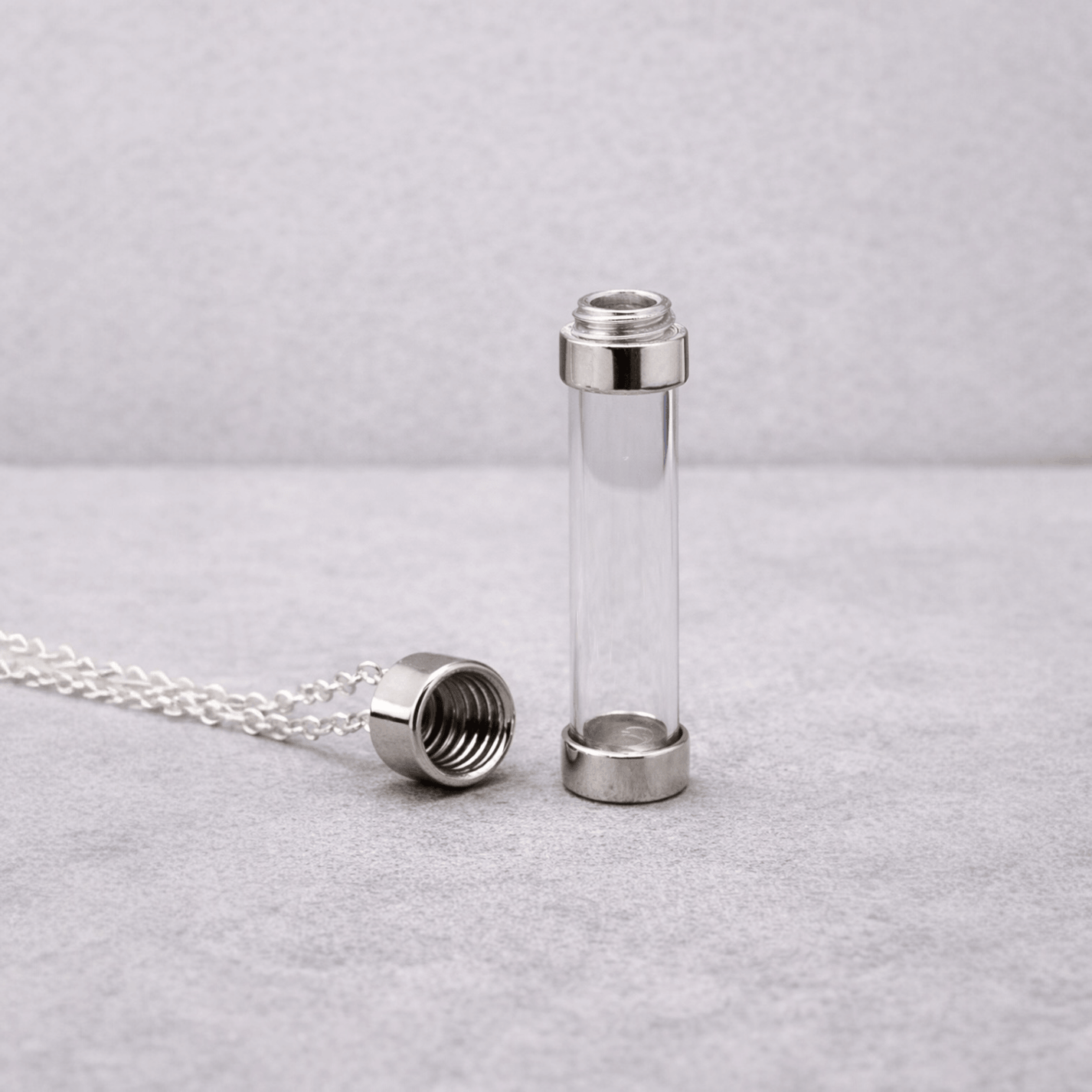 Sterling Silver Keepsake Vial Pendant Necklace | Memorial Jewellery