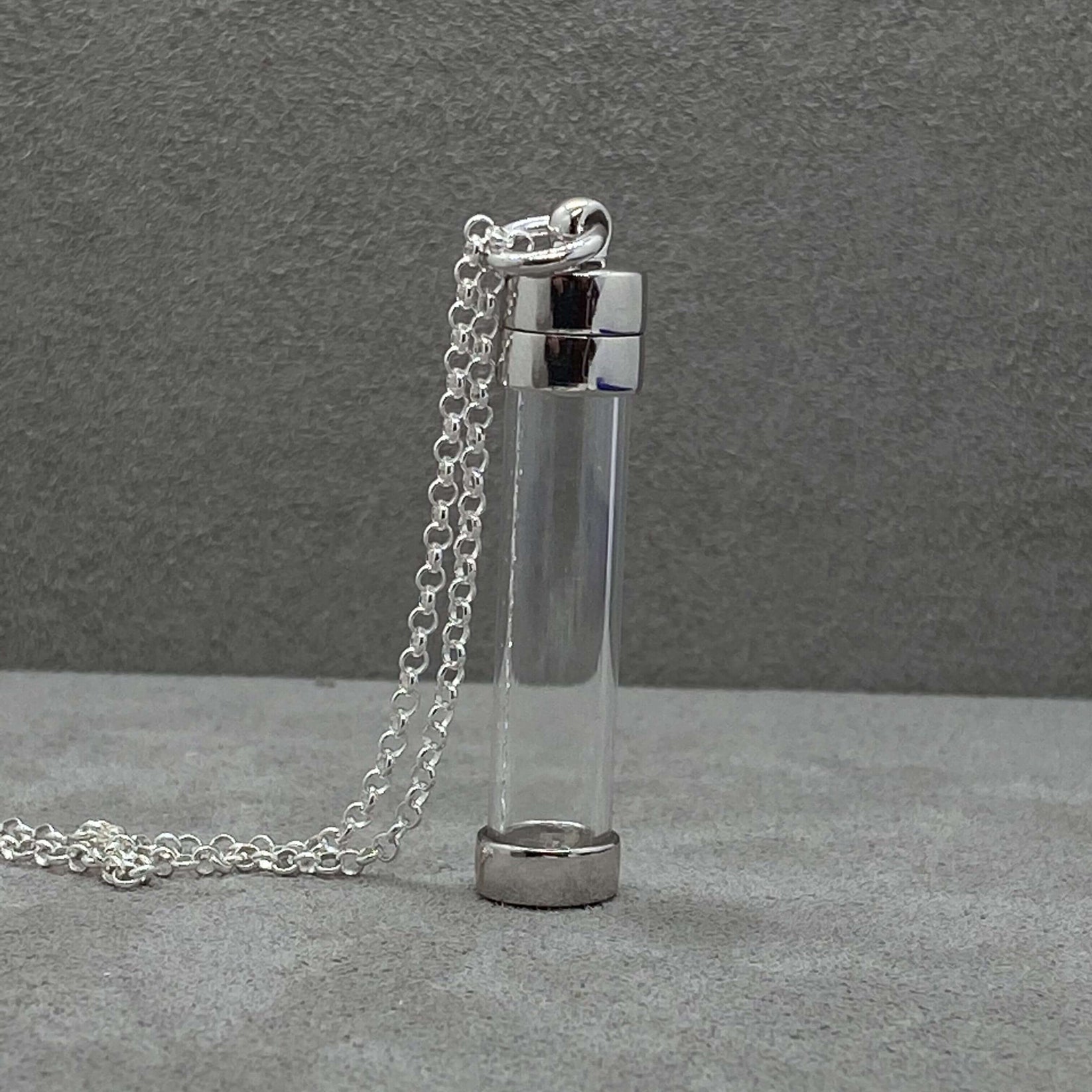 Screw Top Sterling Silver Glass Vial Locket Pendant