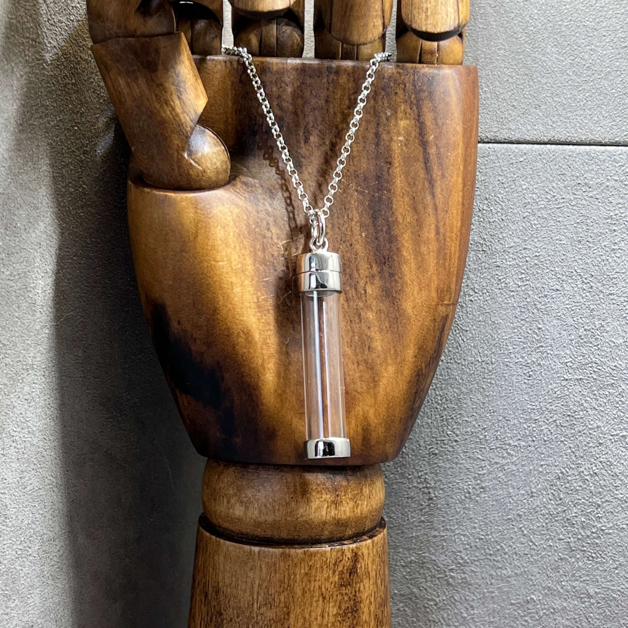 Screw Top Sterling Silver Glass Vial Pendant